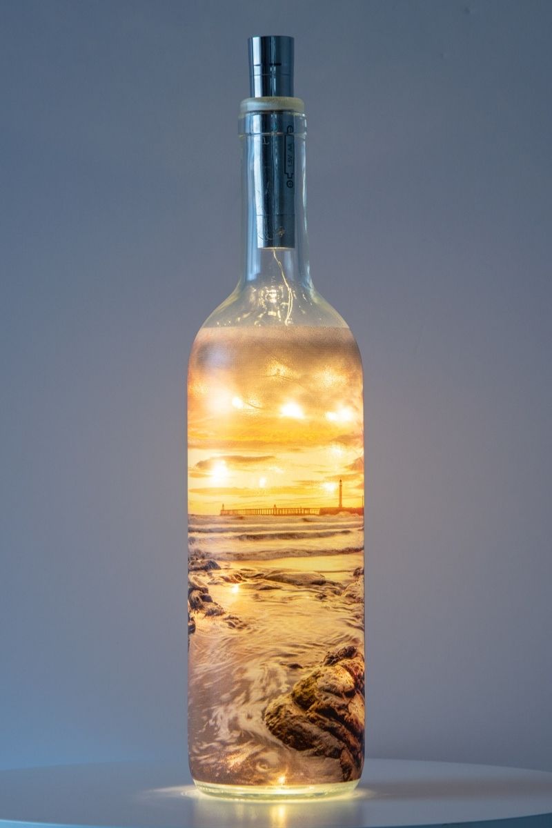 Dawn At Whitby Beach Light Up Bottle Lamp - The Whitby Guide