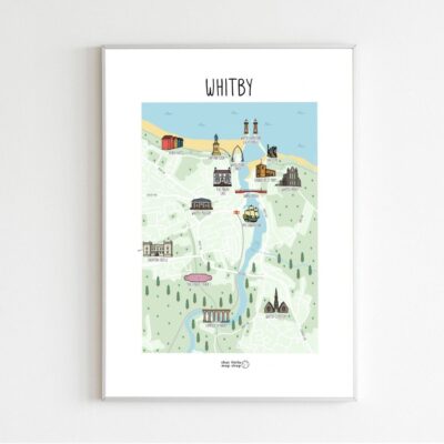 Map Of Whitby Print, Illustrated Whitby Map + Customisation