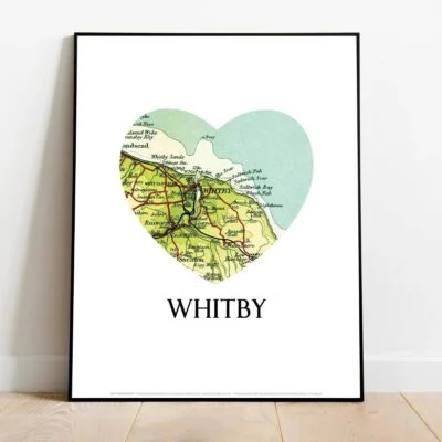 Map Of Whitby, Loveheart Whitby Map Premium Art Print