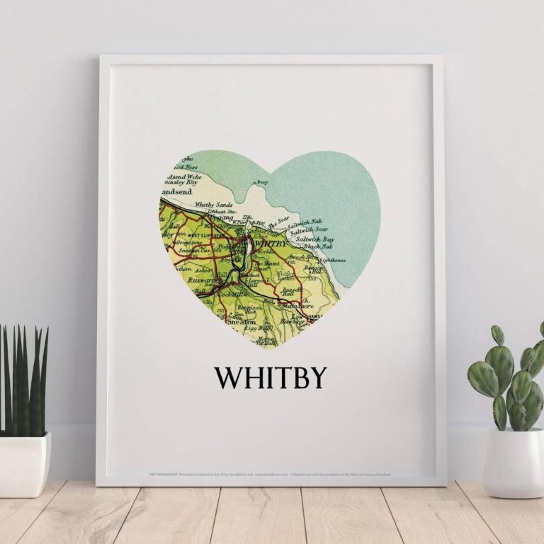Map Of Whitby, Loveheart Whitby Map Premium Art Print