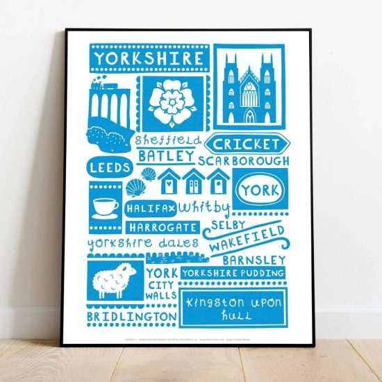 Yorkshire Places Print, Illustrated Yorkshire Towns Print